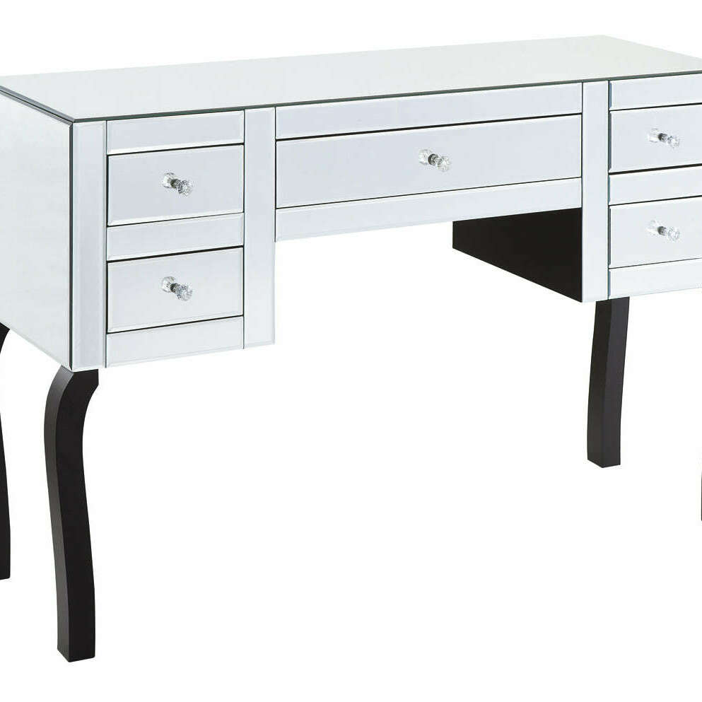 Luxury Plain Mirrored 5-Drawer Dressing Table – Luxury Lairs