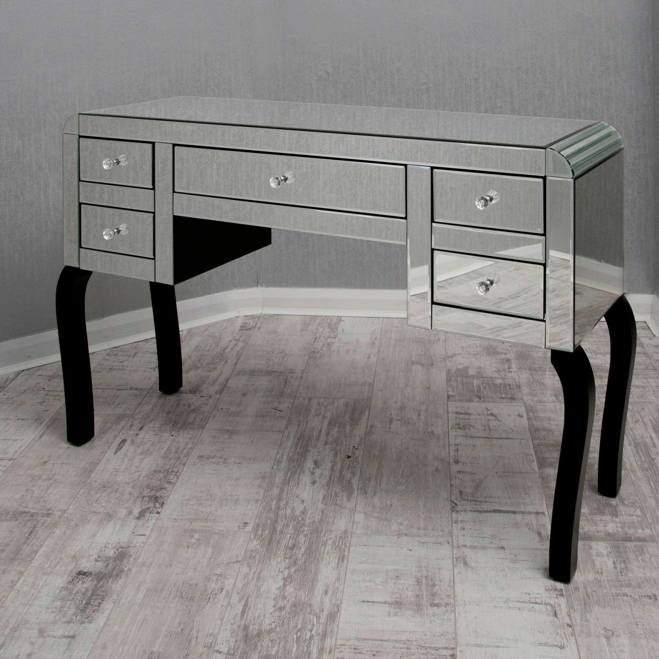 Luxury Plain Mirrored 5-Drawer Dressing Table – Luxury Lairs